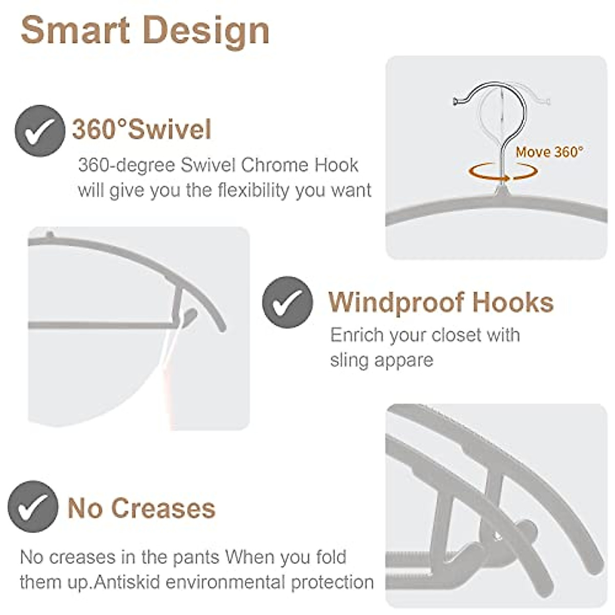 TIMMY Plastic Hangers 50pack No Shoulder Bump Suit Hangers - Chrome Hooks,Non Slip Space Saving Clothes Hangers, Heavyduty,Rounded Hangers for Sweaters,Coat,Jackets,Pants,Shirts,Dresses Grey Hangers