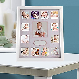 First Year Photo Moments 12 Months Baby Keepsake Frame Growth Record Photo Frame Expecting Parent Pink