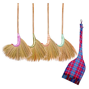 SN SKENNOVA - 40 inch Tall of Asian Flower Grass Broom Witch Broom Bamboo Stick Handle