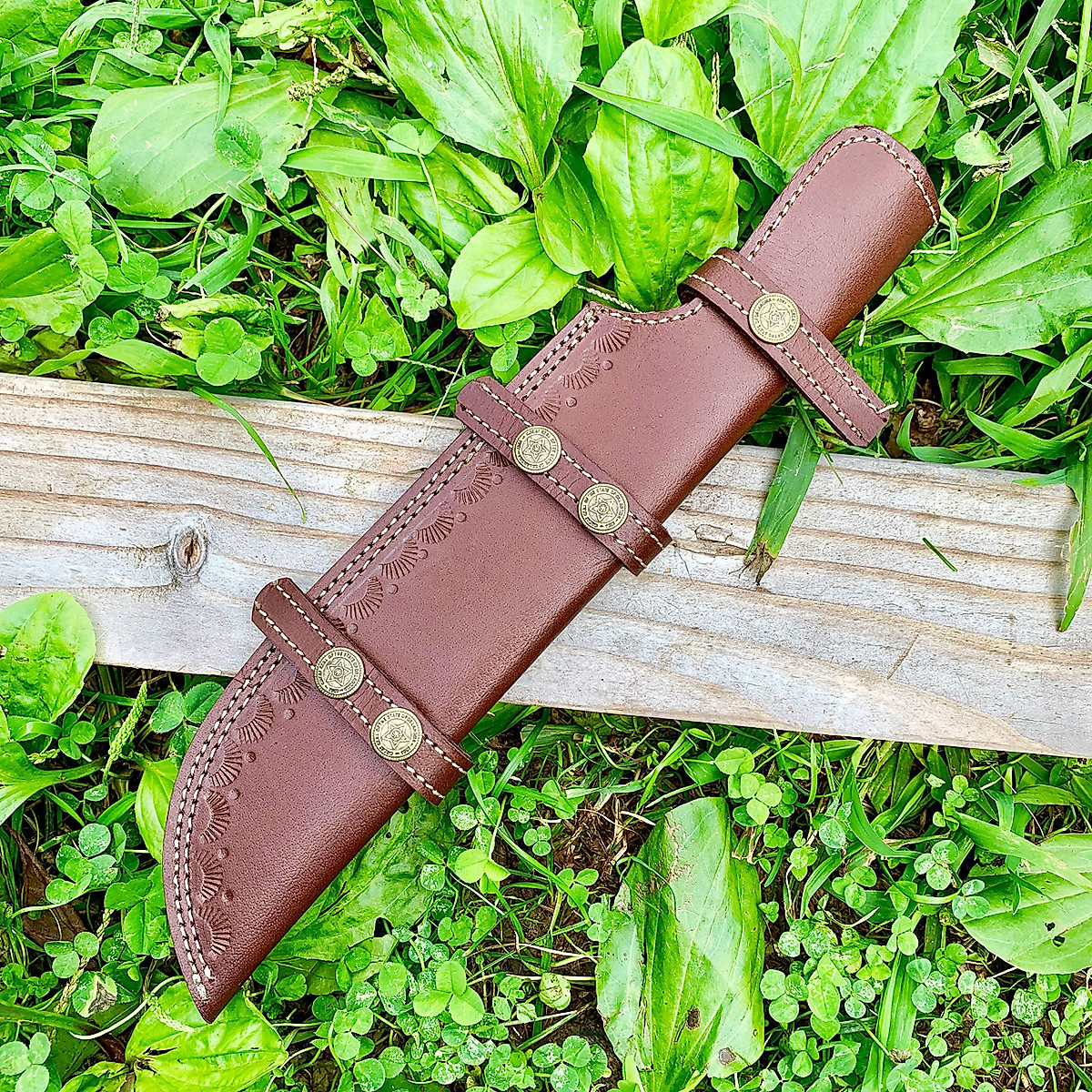 13" long custom handmade leather Sheath fits up to 8"—8.5" cutting blade knife