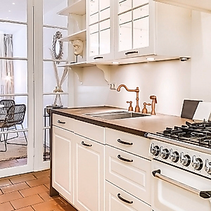 Two-Handles Copper Widespread Kitchen Faucet with Side Sprayer - 8.3 * 9.8"