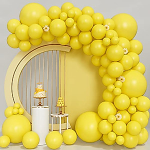 Yellow Balloons 100pcs Yellow Balloon Garland Arch Kit 5/10/12/18 Inch Different Sizes Yellow Matte Latex Balloon for Sunflower Balloons Arch Honey Bee Baby Shower Birthday Party Wedding Decorations