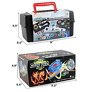 Battling Tops Box Set, Burst Gyro Toys 12 Spinning Tops + 2 Launchers + Stickers Combat Battling Game with Portable Box Gift for Kids Children Boys 499