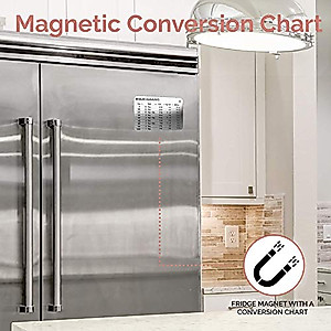 CuttleLab 22-Piece Stainless Steel Measuring Cups and Spoons Set, Tad Dash Pinch Smidgen Drop Mini Measuring Spoons, Measuring Stick Leveler, Measurement Conversion Chart Fridge Magnet, (Country Chic)