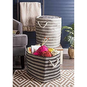DII Woven Paper Storage Bin, Basketweave, Black & White, Medium
