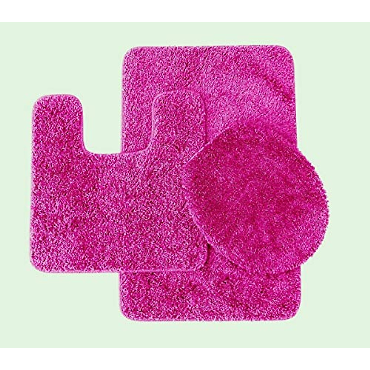 3 Piece Monte Carlo Spa Collection Rug Set Large Mat 20" x 31 Contour 20" x 20 Lid Cover 18" x 19 Inch. (Hot Pink)