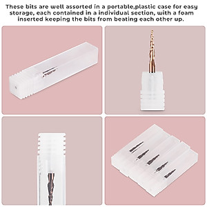 HQMaster Tapered Ball Nose End Mill 1/8 inch Shank Tungsten Carbide Cutter 3D Woodworking Tool CNC Router Bits (D=1.0mm)