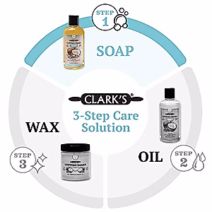 CLARK'S Cutting Board Refined Coconut Soap - Plant Based Food Safe Castile Soap for Countertops, Butcher Blocks, Bamboo, and Utensils - Cleans and Restores Wood - Use Before Food Grade Mineral Oil