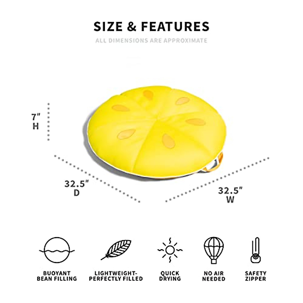 Big Joe Fruit Slice Small No Inflation Needed Pool Float, Lemon Mesh, 4ft Big