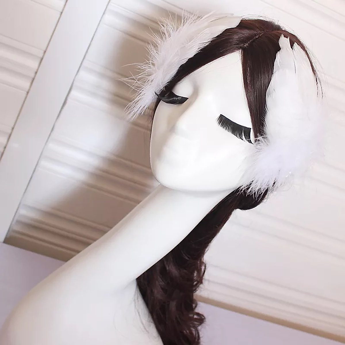 2PCS Girls Heart-shaped Feather Hair Clip Headpiece Party Hairpins Hair Barrettes Hair Accessory Bridal Wedding Feather Fascinator (White)