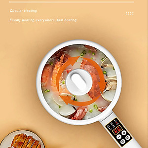 Hot Pot Electric, 700W 1.8L Single Layer Portable Electric Frying Pan Multifunction Electric Skillet 5 Cooking Modes LED Touch Control for Steamed, Fried, Boiled, Stewed(US Plug 110V)