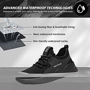 Waterproof Steel Toe Shoes for Men Women Work Shoes Lightweight Safety Sneakers Comfortable Puncture Proof Shoe Zapatos Punta de Acero para Hombres Black