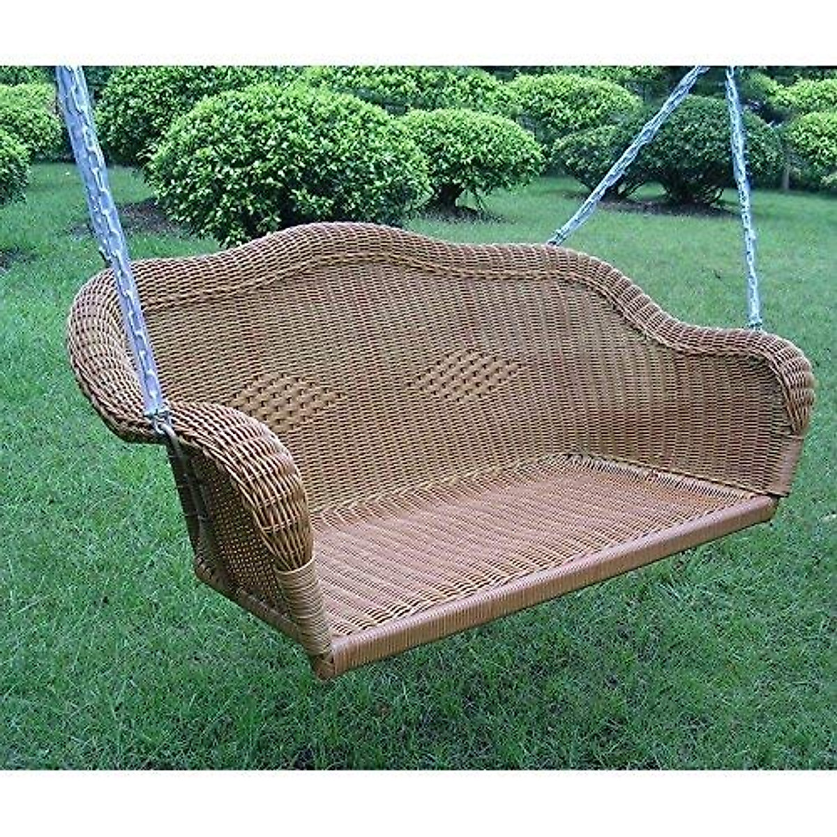 International Caravan Furniture Piece Resin Wicker Hanging Loveseat Swing