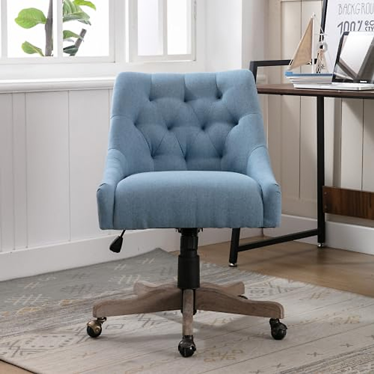 MOONMISS Adjustable Swivel Office Chair - Computer Task Chairs with Wheels, Modern Leisure Desk Chair with Five-Star Base for Home, Office, Living Room, Navy