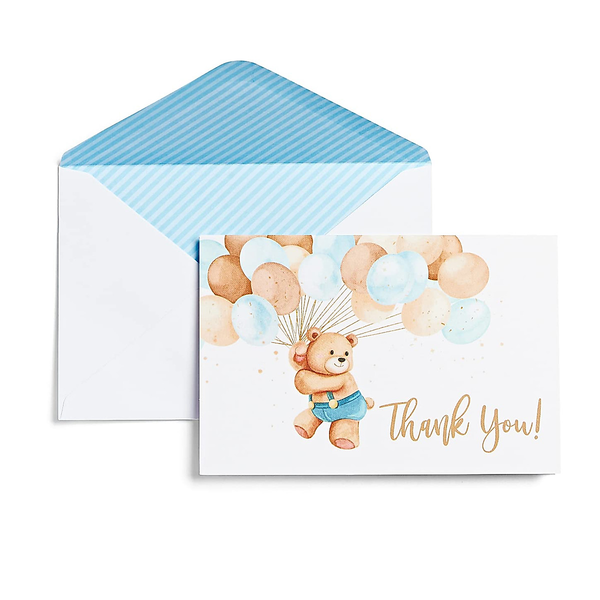 All Ewired Up 50 Teddy Bear Boy Thank You Cards for Baby Shower Birthday with Designed Envelope and Matching Seals Bearly Can Wait