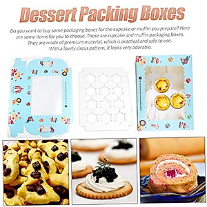 OKUMEYR 6pcs 12 Boxes Cake Box Mini Muffins Disposable Cake Stand Mini Cake Containers Cupcake Carrier Box Moon Cake Box Clear Dome Box Food Grade Cardboard Cupcake Packing Boxes Cake Roll