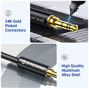 Syncwire 3.5mm Nylon Braided Aux Cable (32.8ft/10m, Hi-Fi Sound), Audio Auxiliary Input Adapter Male to Male AUX Cord for Headphones, Car, Home Stereo, Speaker, iPhone, iPad, iPod, Echo & More - Black