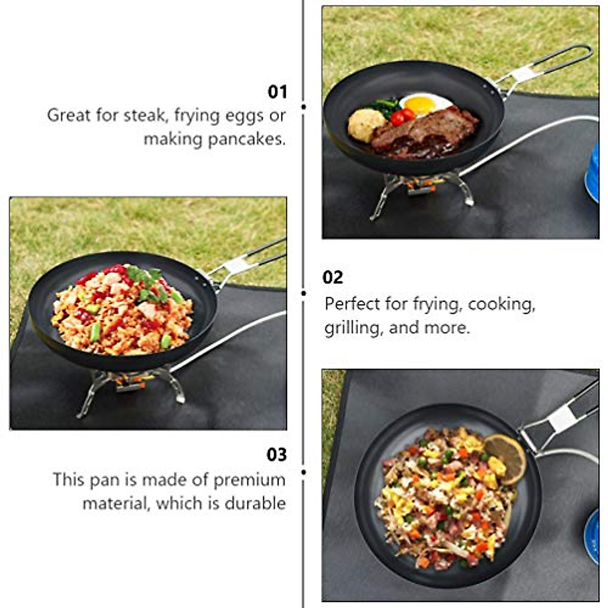 SEWACC 9 Frying Pan Saute Pan Camping Frypan Stove Grill Pan Cast Iron Grill Plate Cast Iron Griddle Pan Nonstick Bakeware Metal Cooking Utensils Iron Skillet Kettle Induction Cooker