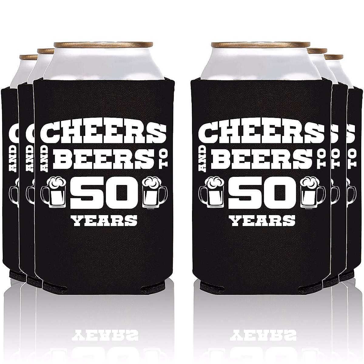NeeNoNex Cheers And Beers To 50 Years Insulated Can Coolie Coolers (24, Blk, 50 Years)
