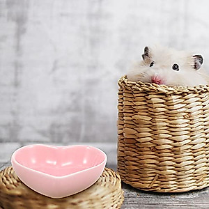 TEHAUX 3Pcs Ceramic Pet Bowls Heart Shaped Food Bowls for Cats Cute Hamster Food Containers Washable Hamster Feeder Bowls for Rabbit Guinea Pig Gerbil Hamster Chinchilla ( Pink+ Green+ Blue )