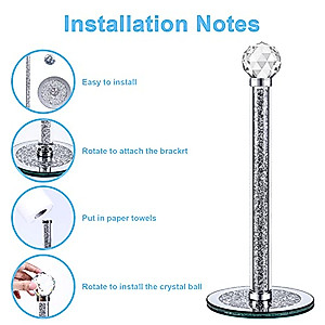 Paper Towel Holder, Glass Paper Towel Holder Stand, Towel Tissue Roll Countertop, Sparkly Crystal Paper Towel Roll Holder for Kitchen, Bathroom, Bedroom, Office