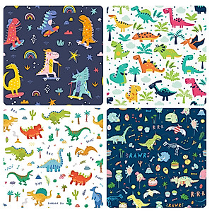 Titiweet Dinosaur Wrapping Paper for Boys Girls Kids - Dinosaur Gift Wrap, 12 Sheets Dino Wrapping Paper for Christmas Birthday Holiday, 20 x 28 Inches Per Sheet