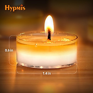 Hypmis Natural Soy Tea Lights Candles 50 Pack Bulk 4 Hours Long Burning Soy Tea Lights Non-Paraffin UnScented & Burn Clean, Mini Clear Cup Tealights Candles for Wax Melt Warm Coffee Power Outages