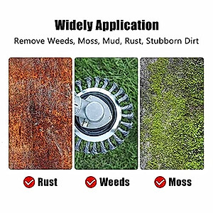 XLENTGEN 6 Inch Steel Wire Brush Cutter Trimmer Head - Professional Round Head Lawn Mower Accessories - Lawn Rotary Steel Wire Brush for Rust Removal, Lawn Patio, Garden, Masonry Pavement, Driveway