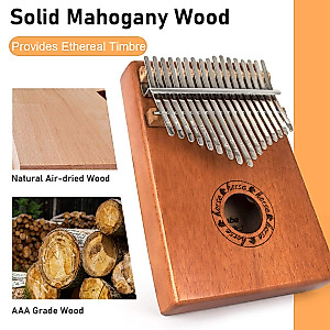 Kalimba Thumb Piano, Horse Finger Piano 17 Keys Start Kits Musical Instrument Gift for Kids Adult (17 Keys Kalimba)