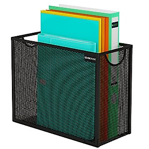 Sinboun Hanging File Organizer Letter-Size File Holder Filing Storage Box - Metal Mesh Magazine Book Letter Storage Cabinets File Cart for Office Home School, Easy Installation