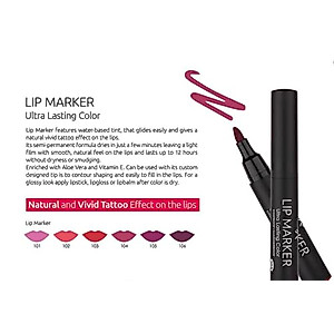 Golden Rose Lip Marker Lip Stain Ultra Long Lasting Natural Finish Water Based with Aloe Vera and Vitamin E (105 Mulberry)