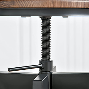 HOMCOM 3 Piece Industrial Adjustable Bar Table Set, Bar Height Bistro Table and Swivel Pub Stools for Small Space