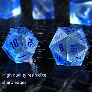DND Liquid Dice Set Polyhedral Dice for Dungeons & Dragons (D&D) RPG Magic RPG Tabletop Dice Complete D4 D6 D8 D10 D12 D20 (Ice Sword)