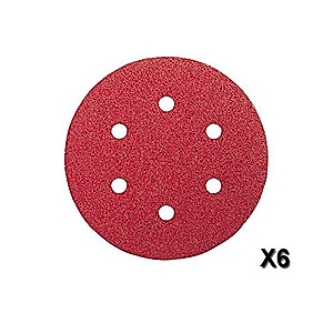 Bosch 2608607247 Sanding Discs, Wood Velcro, 6 Hole, 150mm Ø, 60/80/240 Grit, Red