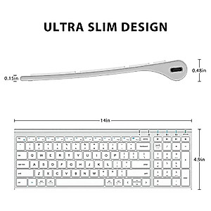 iClever BK10 Bluetooth Keyboard, Wireless Bluetooth Keyboard, Rechargeable Bluetooth 5.1 Multi Device Keyboard with Number Pad Full Size Stable Connection for Mac, Windows, iOS, Android, Laptop