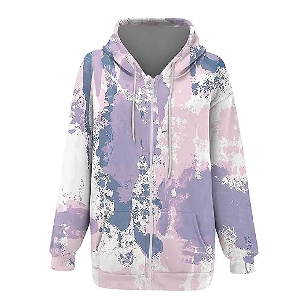 Swrowesi Zip Up Hoodie Women Drawstring Fashion Activewear Y2k Hoodie Black Zip Up Hoodie Womens Hoodies Zip Up Zip Up Hoodies for Women Printed Hooded Coat Outwear Sports Drawstring Jacket