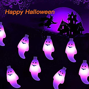 DYTesa Halloween Solar String Lights, 21.3 Ft 30 LED Milky White Ghost LED Lights IP65 Waterproof for Halloween Outdoor Indoor Party Decor, Patio, Lawn, Garden, Yard