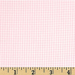 60" Wide Poly-Cotton Gingham Checks 1/16" Pink & White