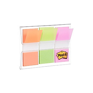 Post-it Flags, 60/On-the-Go Dispenser, 1 Dispenser/Pack, 1 in Wide, Orange, Lime, Pink (680-OLP)