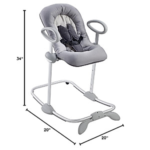 BEABA Up & Down Portable Baby Rocker, 4 Height Levels + 3 Reclining Positions with 1 Click, Couch and Table Height Rocker, Baby Seat, Baby Lounger, Baby Essentials, Baby Gear, Gray
