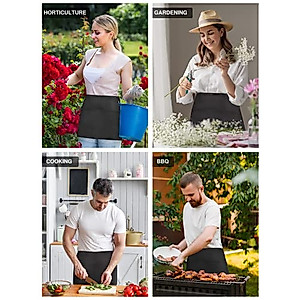 Syntus 3 Pack Server Aprons with 3 Pockets, Waterdrop Resistant Waitress Waiter Waist Apron, 11.5-inch Black