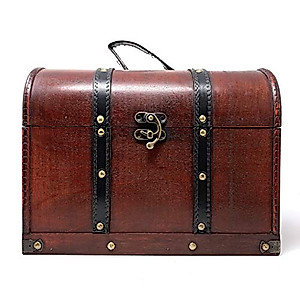 allgala Large Antique Wooden Treasure Chest Box 3-PC Set-Great Gifts for Kids Treasure Hunt Treasure Chest Storage Box Decorative Box for Jewelry Pearl Trinkets