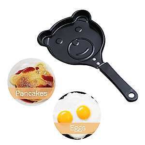 BLMIEDE Cartoon Mini Egg Pancake Frying Pan Pancake Non Stick Cookware Saucepan Breakfast Maker Egg Frying Pan Omelette Pan Silicone Forks for Cooking Eggs (B, One Size)