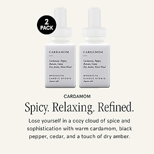 Pura & Brooklyn Candle Studio Home Scent Refill - Smart Home Air Diffuser - Up to 120-Hours of Luxury Fragrance per Vial - Clean & Safe Diffuser Fragrance - 2 Pack, Cardamom
