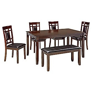 Signature Design by Ashley Bennox Dining Room Set, Includes Table, 4 18" Chairs & Bench, Brown