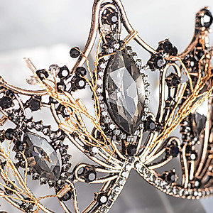 Baroque Black Queen Crowns for Women, Rhinestone Wedding Crowns and Tiaras Crystal Princess Crown Tiaras for Prom Birthday Party Valentines Costume