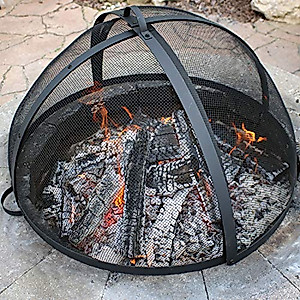 Sunnydaze Easy-Opening, Heavy-Duty Fire Pit Spark Screen Cover with Hinged Door - 36-Inch Diameter