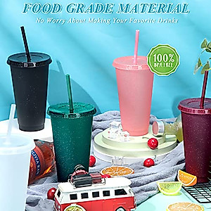 Honeydak Tumbler with Straw and Lid Bulk Water Bottle Iced Coffee Travel Mug Cup Reusable Plastic Cups for Parties Birthdays 24-27 oz (,)