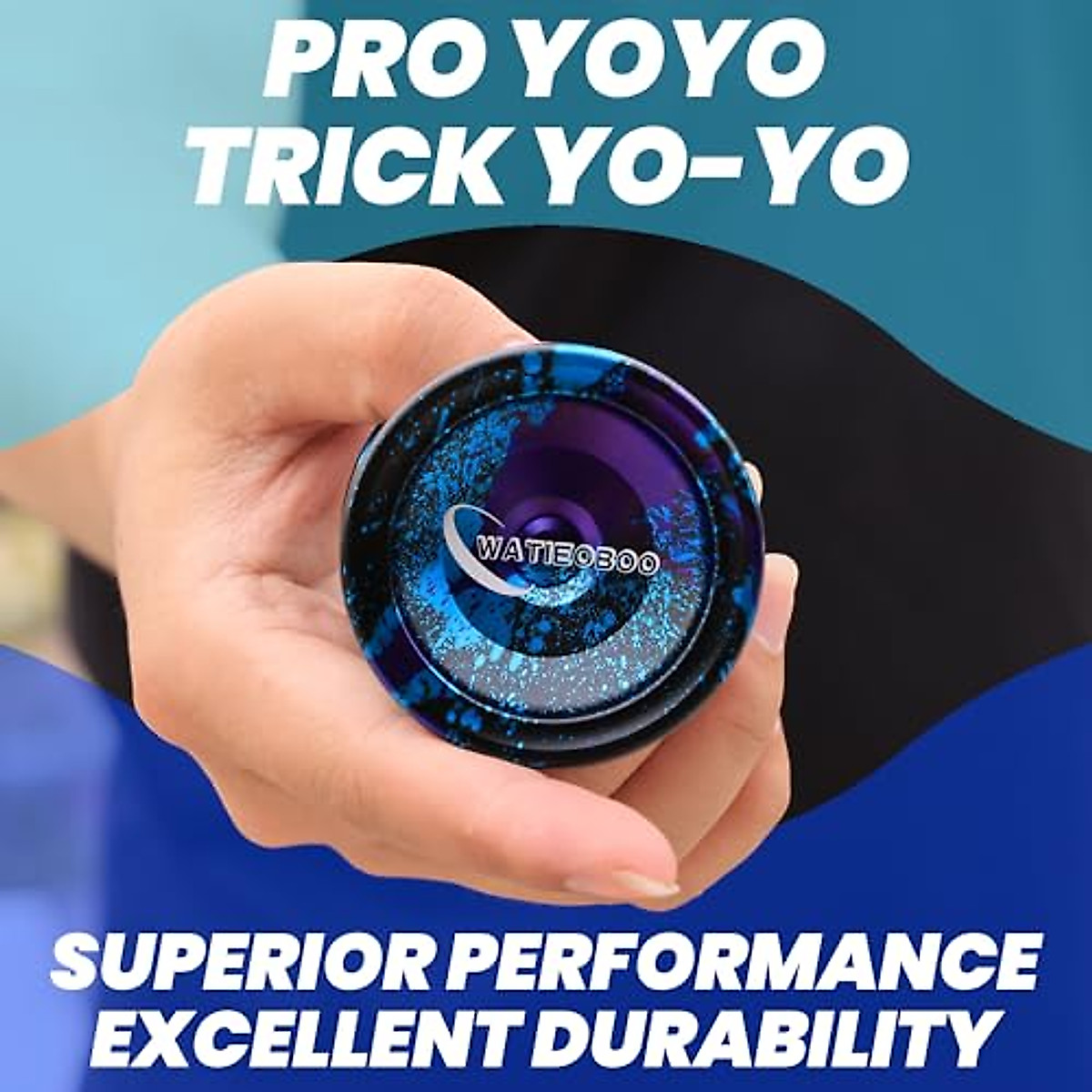 WATIEOBOO Yoyo Professional Metal Responsive Yoyo for Kids 8-12, Unresponsive Yoyo for Adults Intermediate-Advanced Players with U Type KK Bearing + Glove and 10 Replacement Yoyos Strings