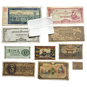 WW2 World Currency – 57 Original Allied & Axis Powers Banknotes, Coins, Stamps and Bonds + Album to Build Your Foreign Currency Collection - Coin Collection Supplies and Certificate of Authenticity
